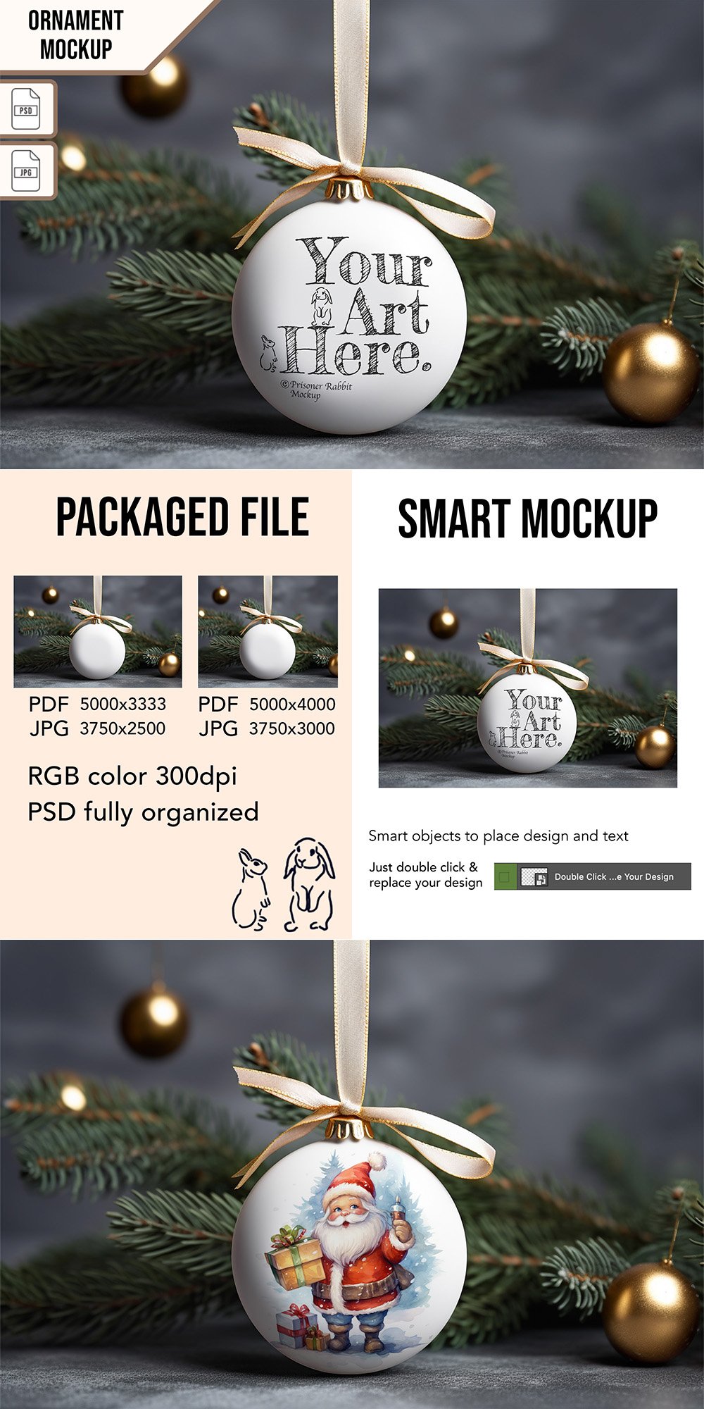 Christmas Ornament Smart Mockup PSD & JPG Template (2781096)
