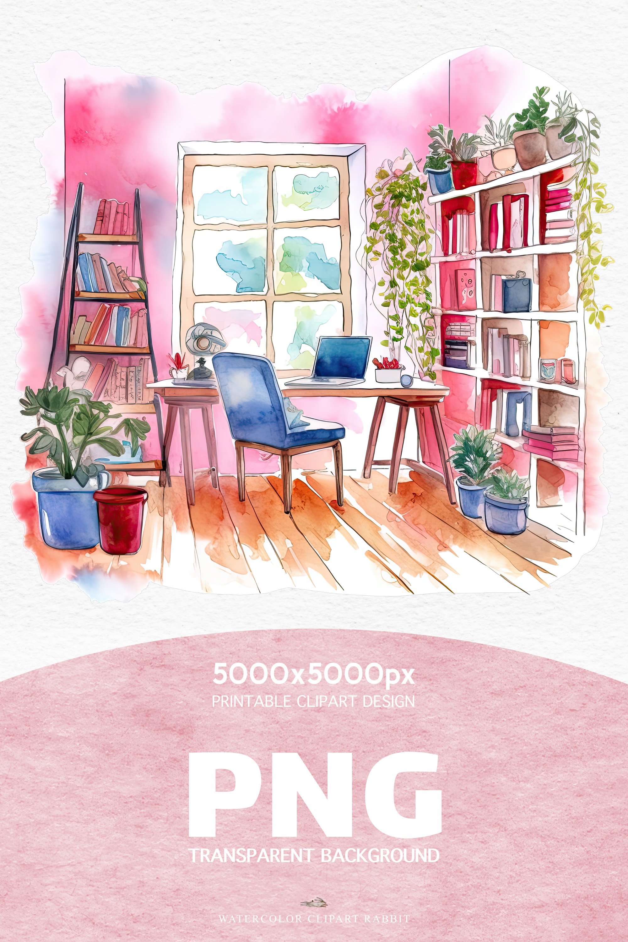 Pink Study Corner Clipart Artist Workspace PNG Scrapbooking