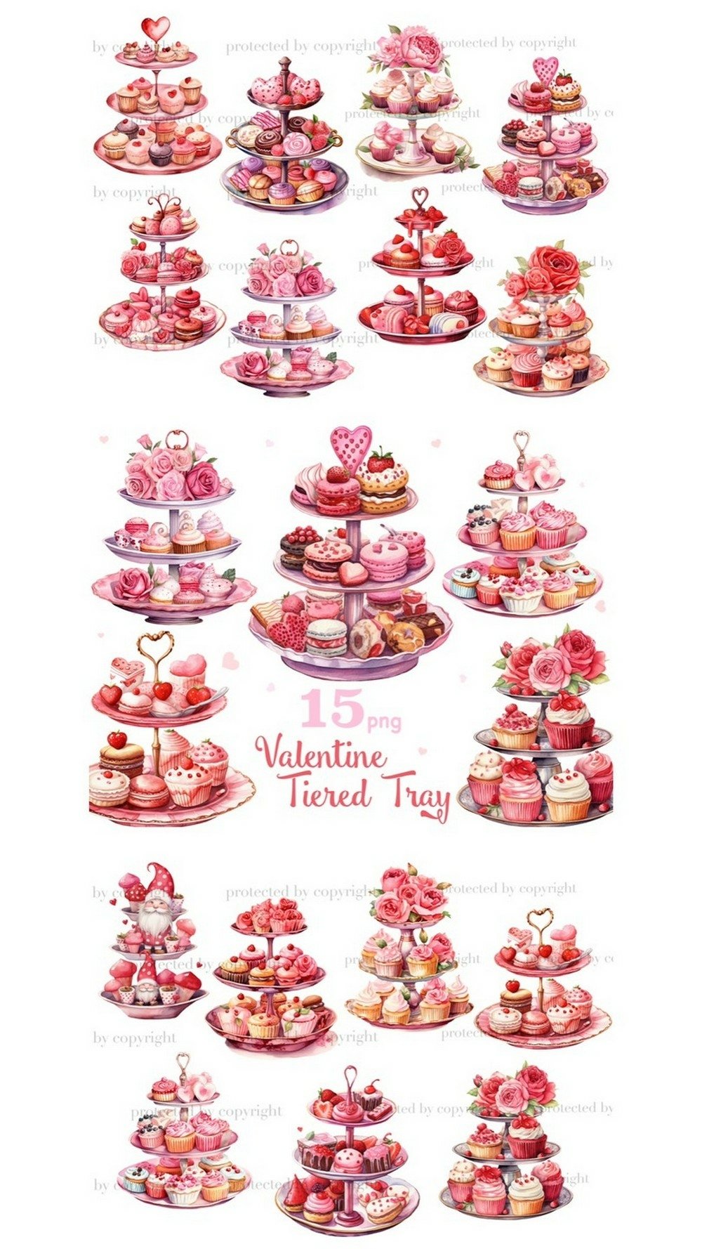 Valentines Day Tiered Tray Clipart | Love Graphics Bundle