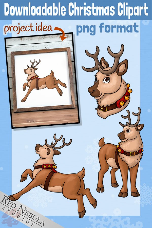 Christmas Reindeer Illustrations | 3 Holiday Clipart PNGs