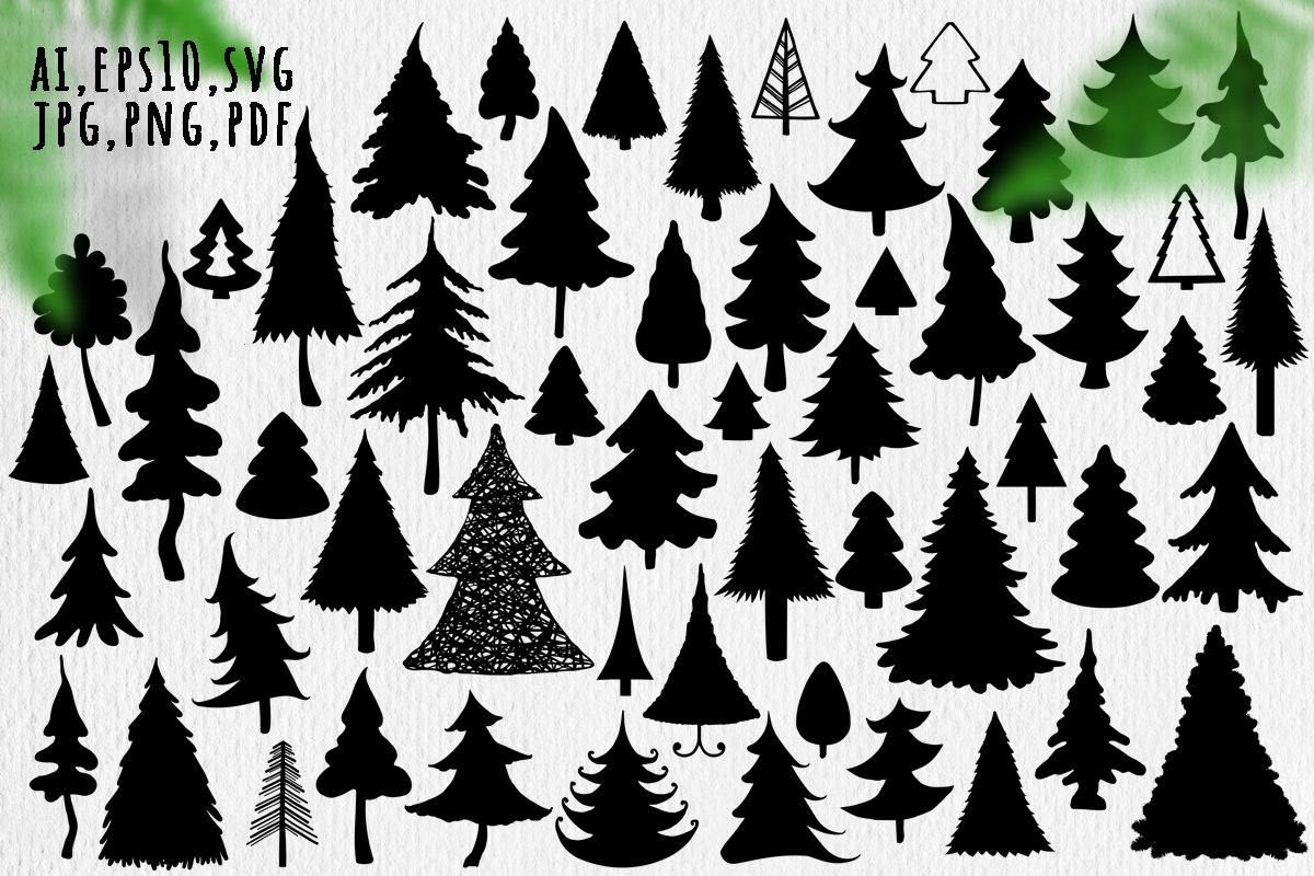 58 Christmas fur-tree silhouettes