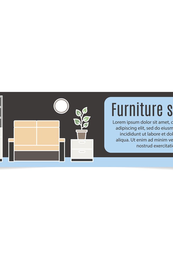 Furniture horizontal banner with sofa