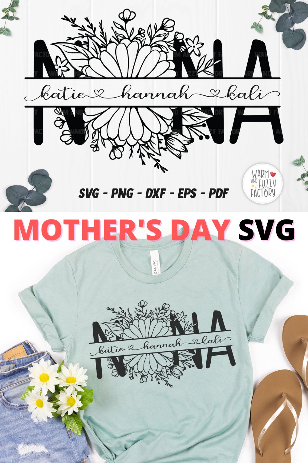 Nana split monogram SVGs for cutting machines