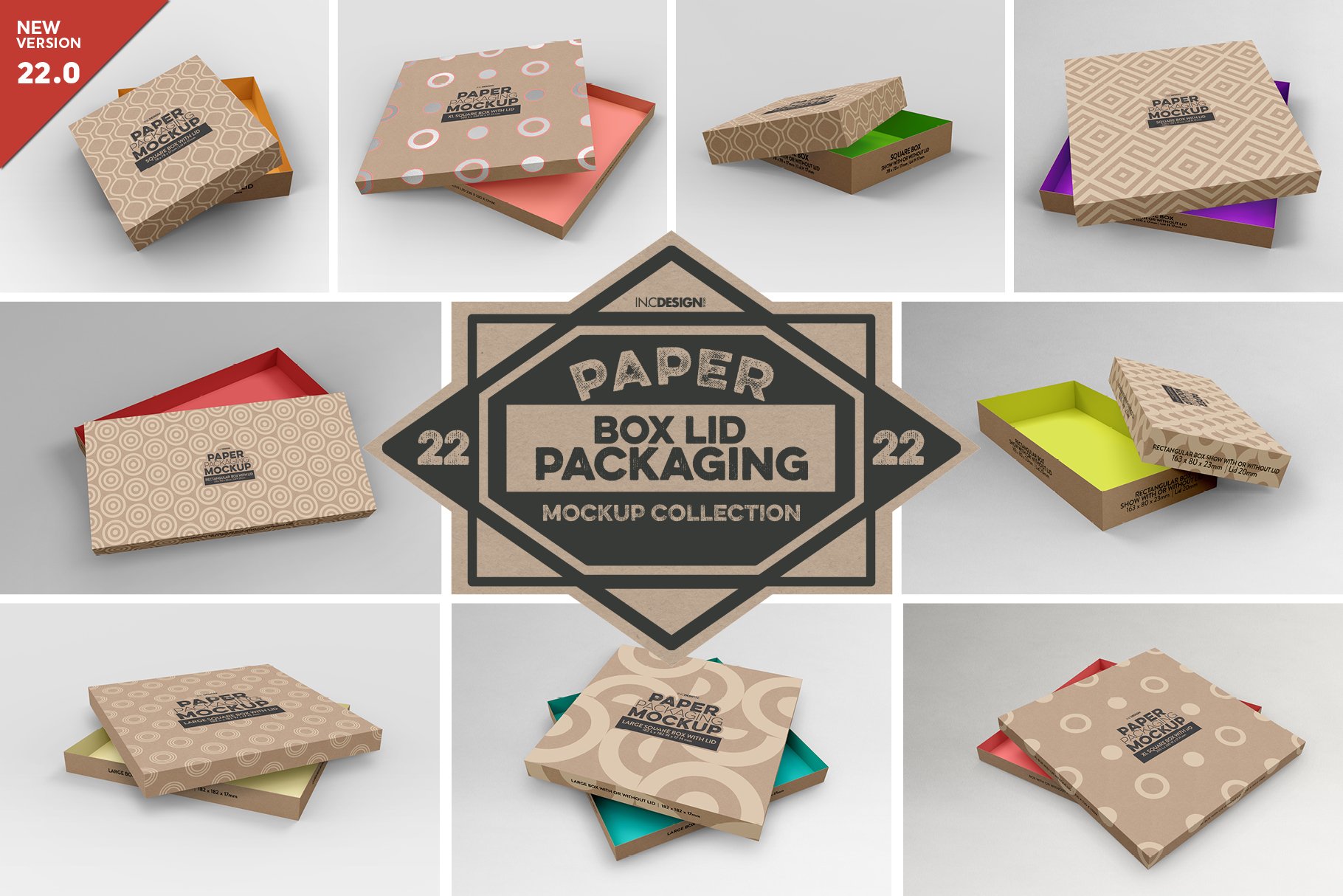 VOL. 22 Paper Box & Lid Packaging Mockups