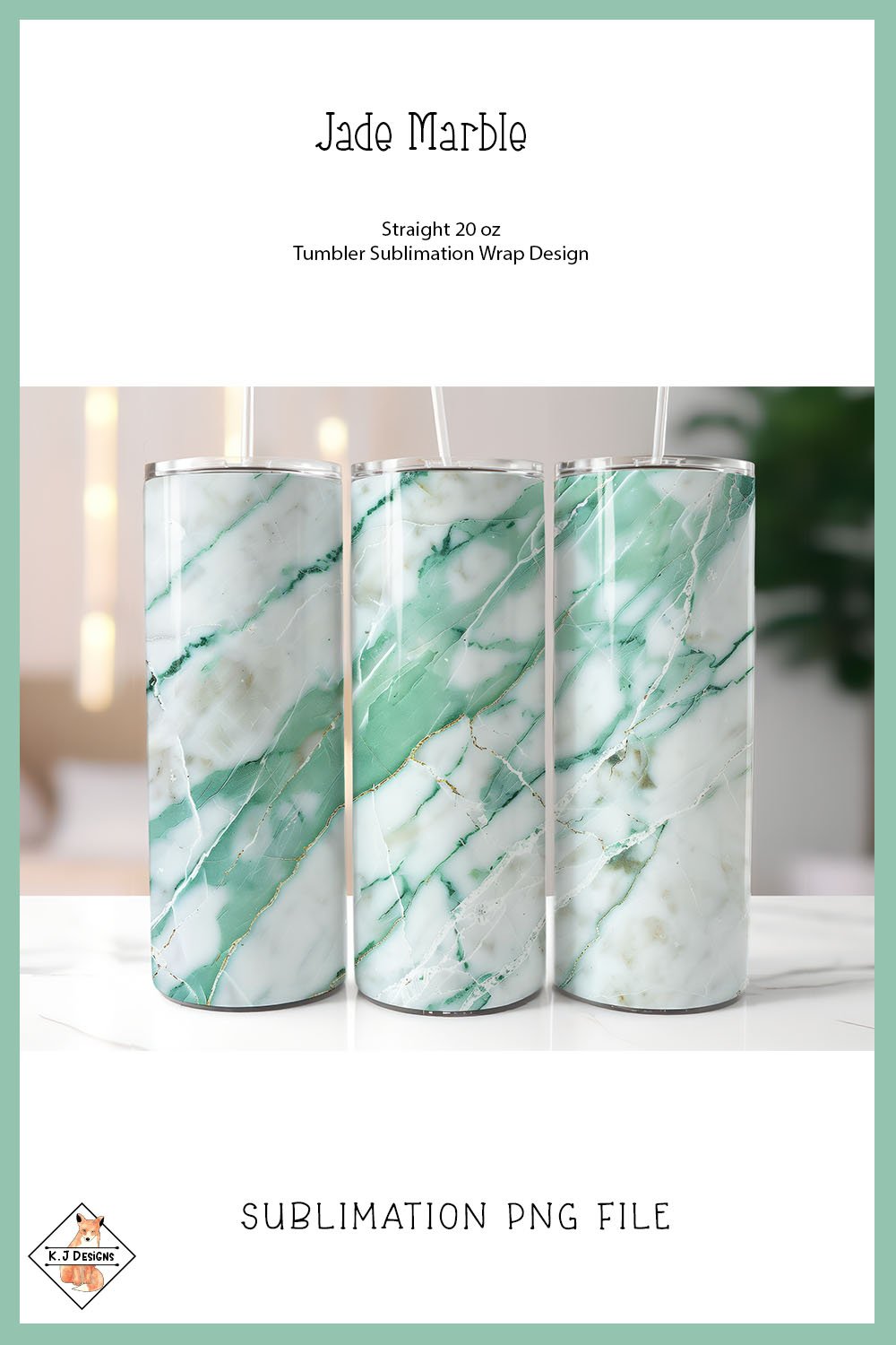 Jade Marble Sublimation Tumbler Wrap