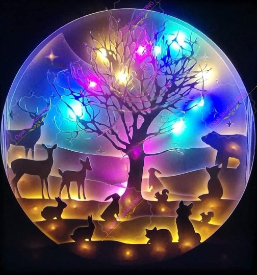 Tree of life wonder nature 3d layered shadow box light