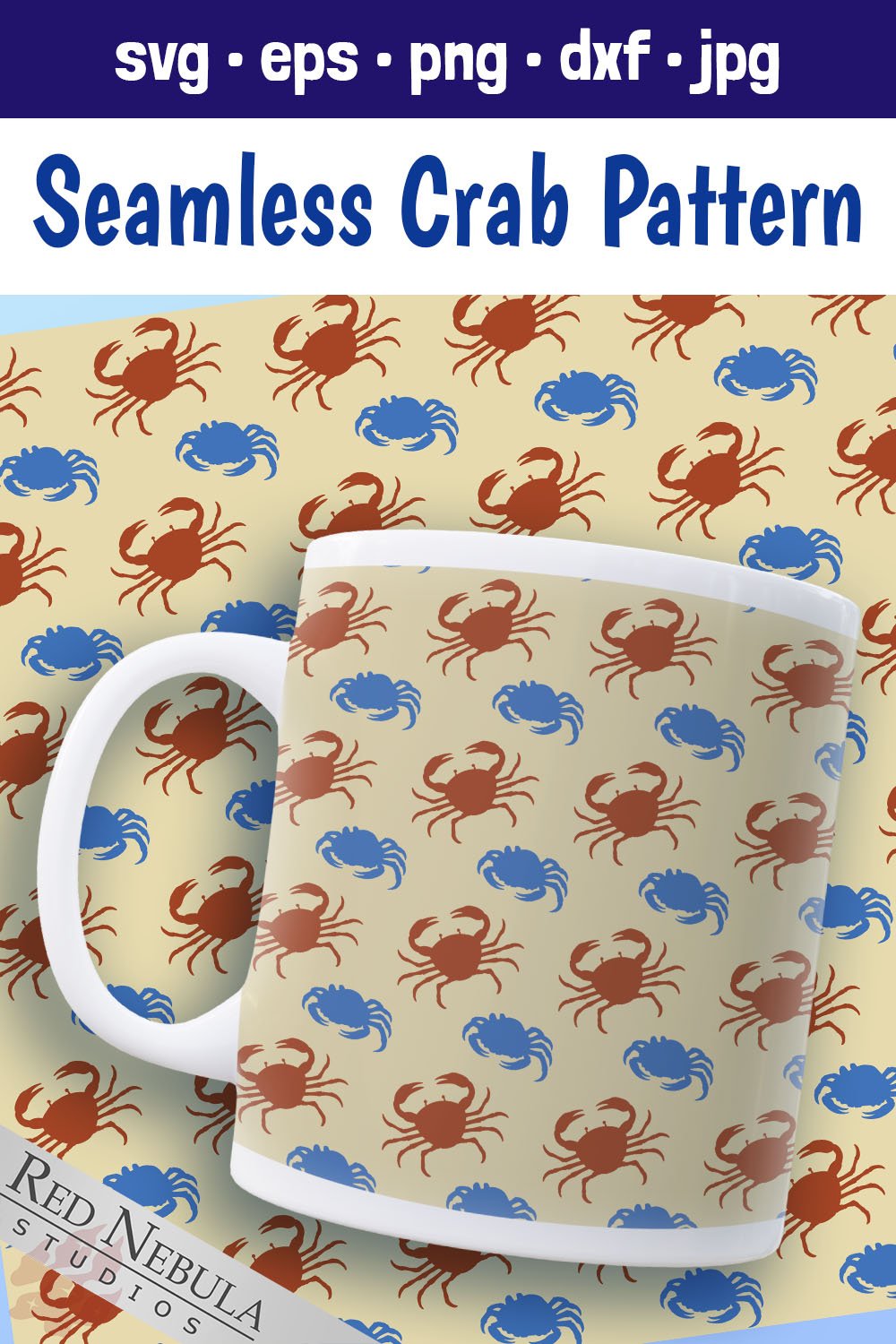 Crab Seamless Pattern | Sandy Beach Digital Paper