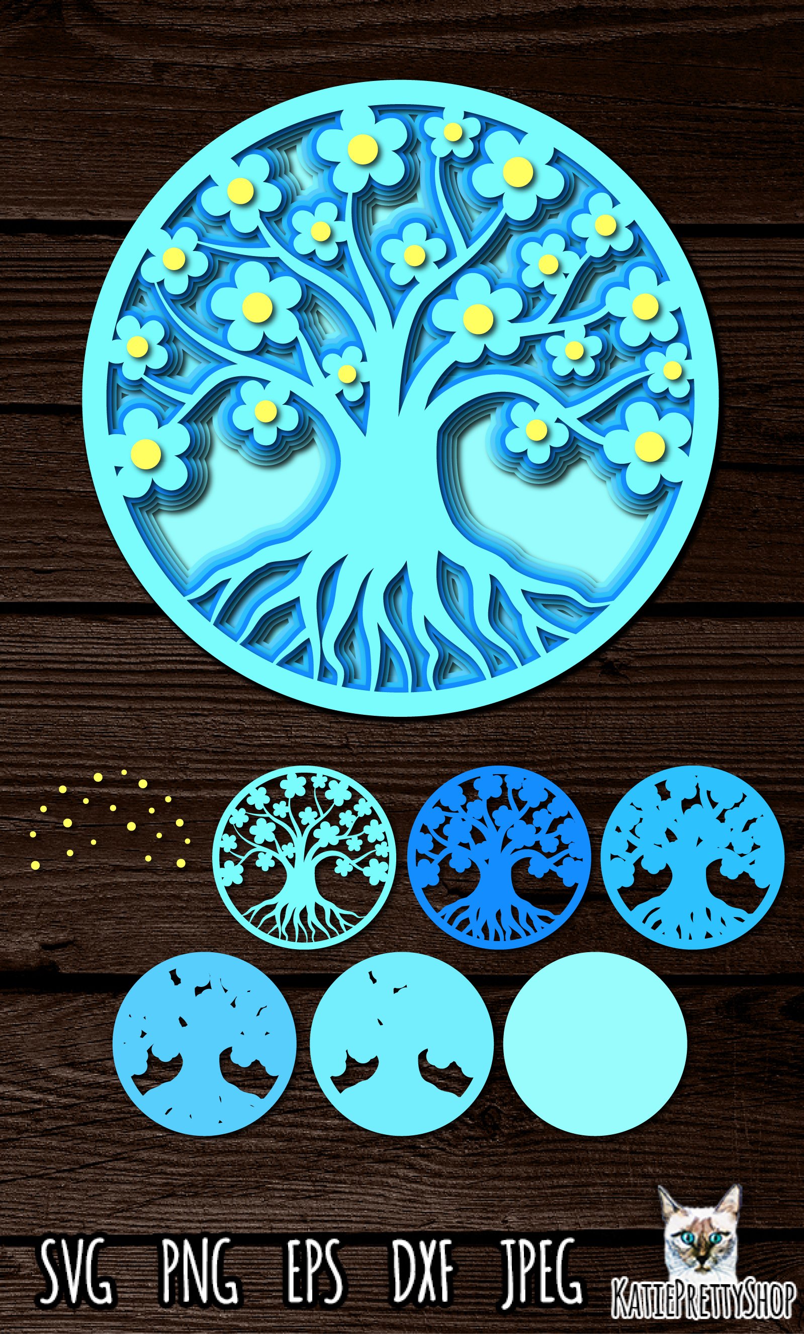 3D Layered Tree of Life SVG, Multilayered, lazer (1373949)