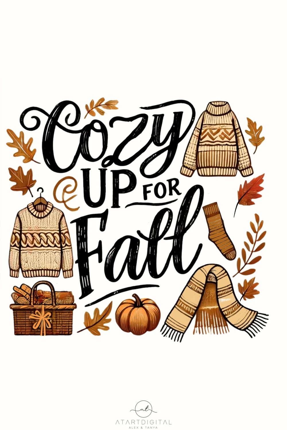Cozy Up for Fall, Autumn Leaves Digital Download, Cozy Fall