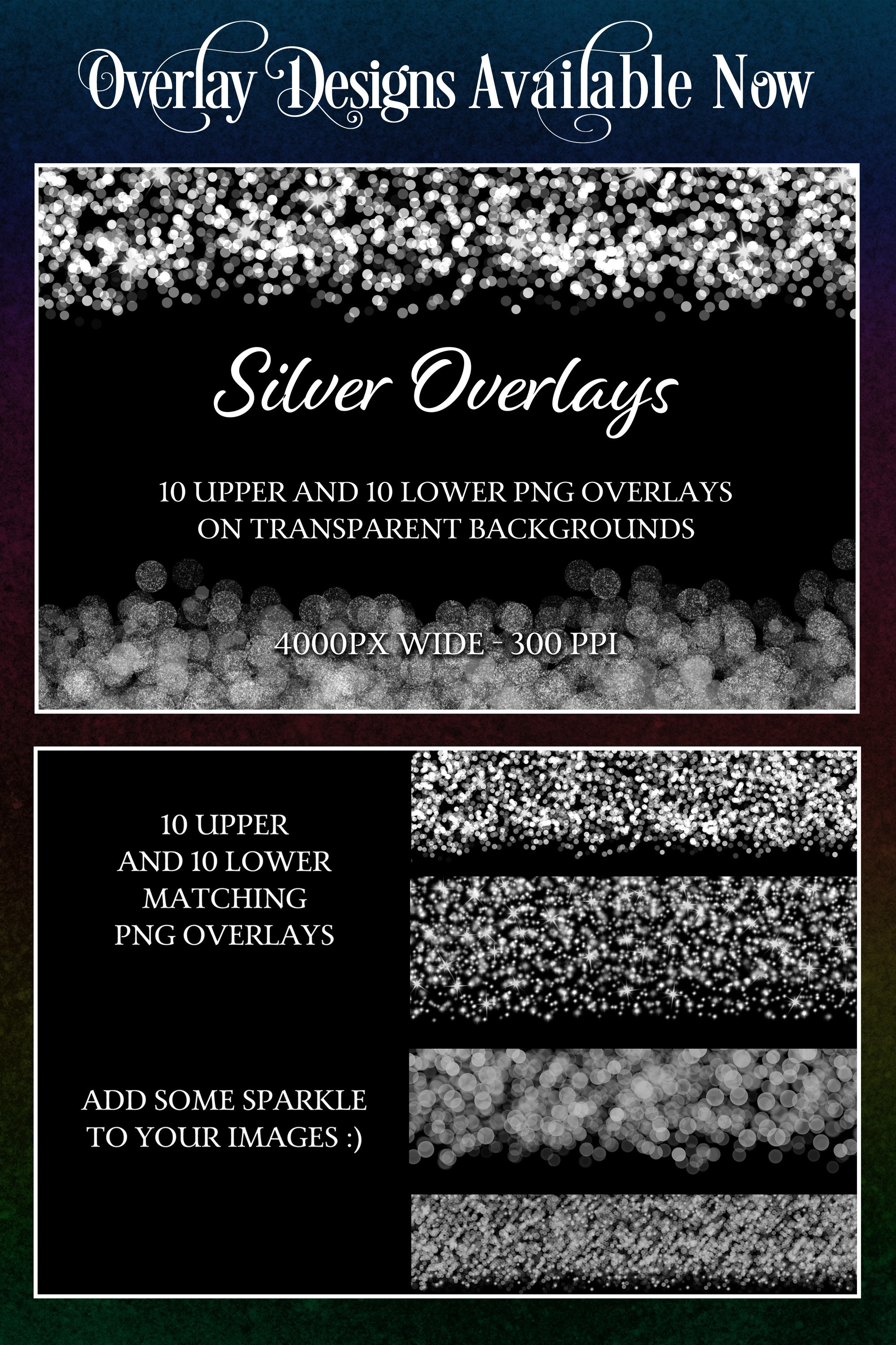 Silver Overlays - 10 Upper and 10 Lower PNG Overlays
