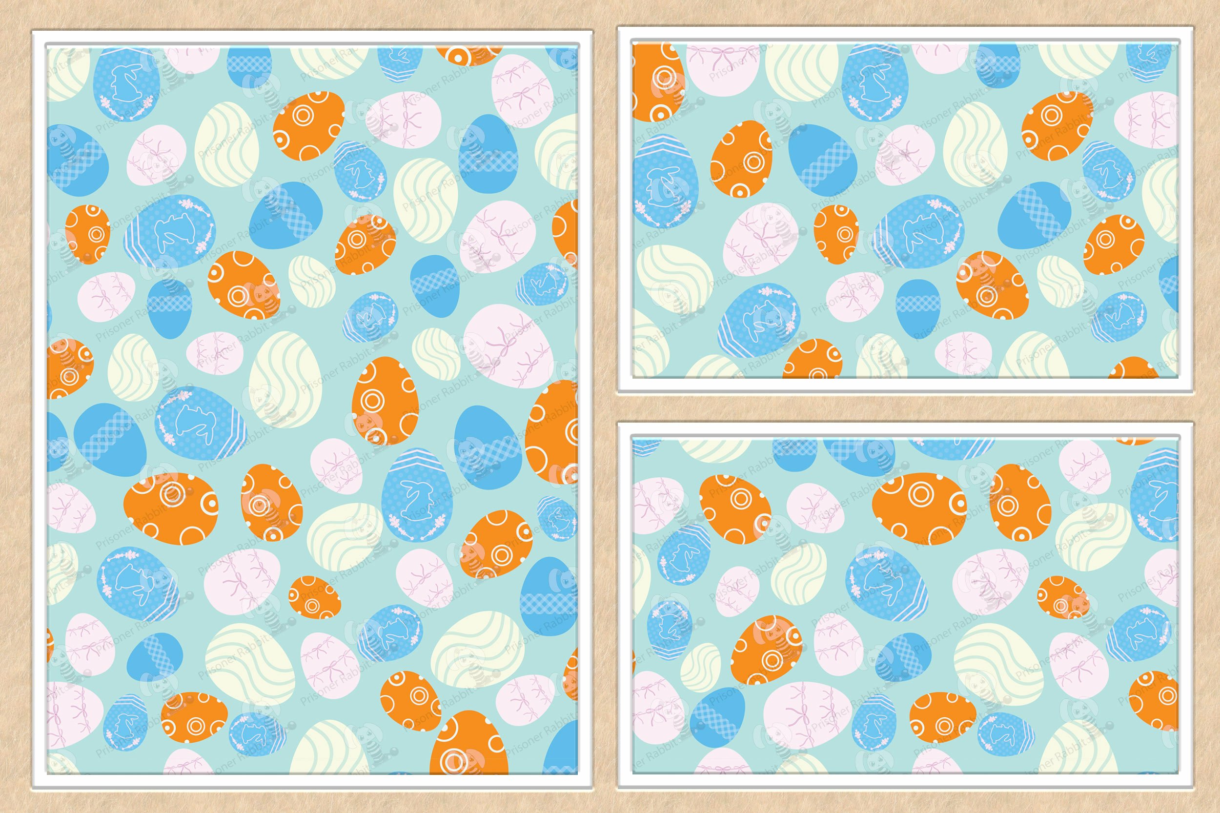 Easter Eggs Fancy Spring Digital Paper Seamless Patterns