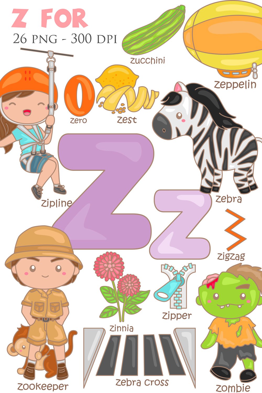 Alphabet Z For Vocabulary Reading Illustration Vector Kids
