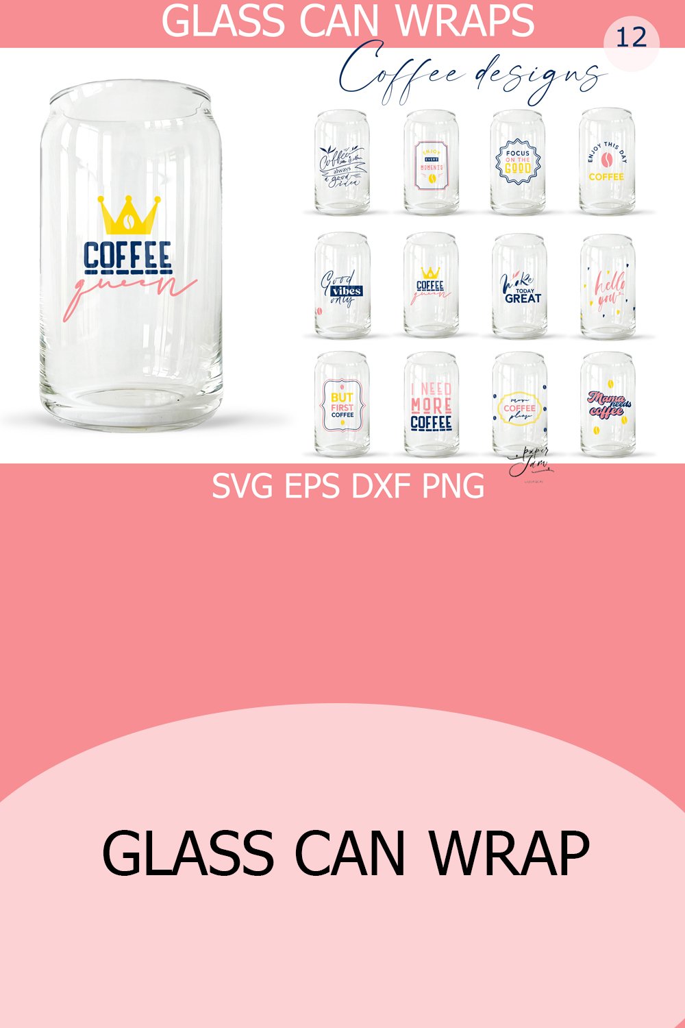 Glass can wrap SVG designs