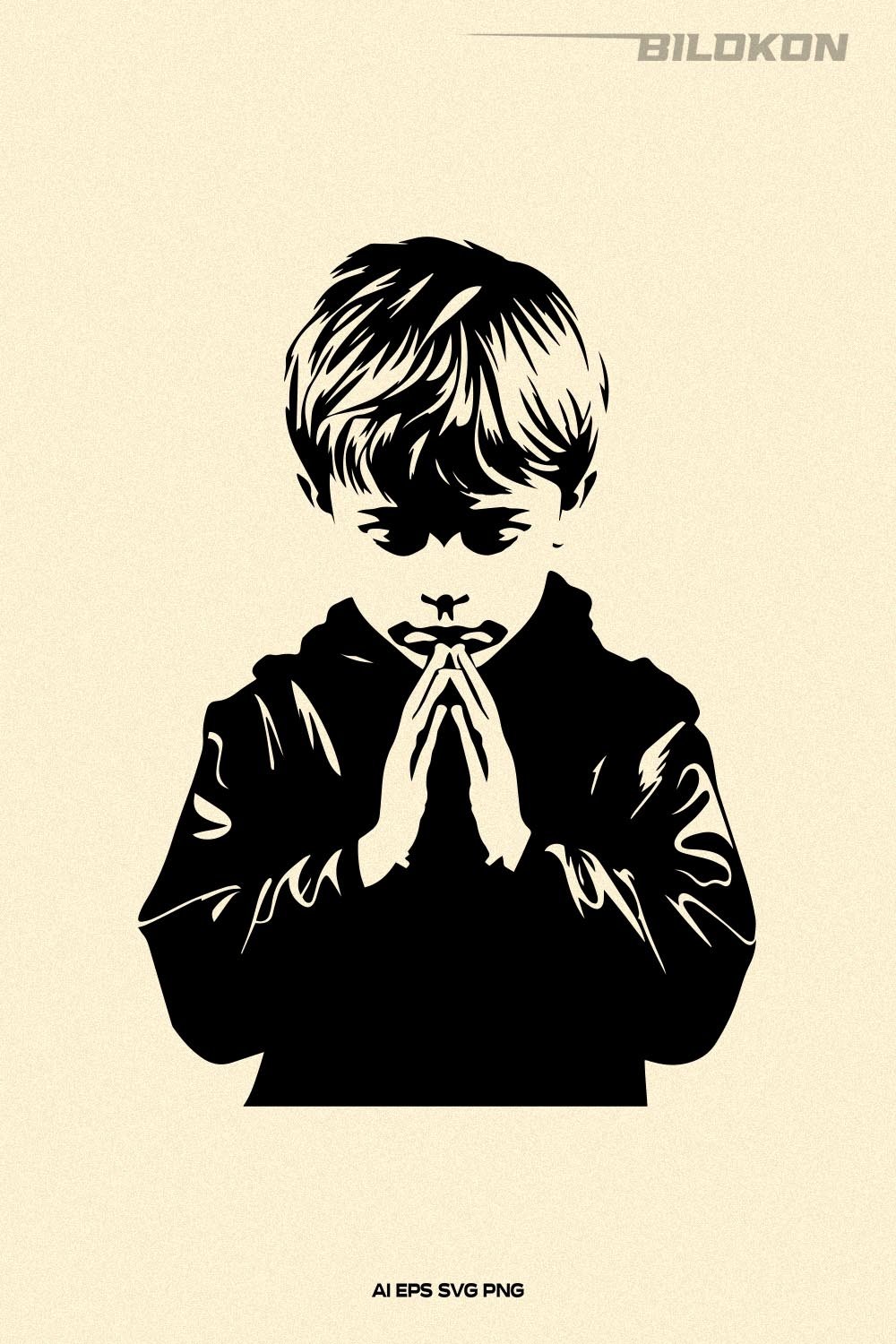 Little boy prays to God, Praying boy statue SVG Vector
