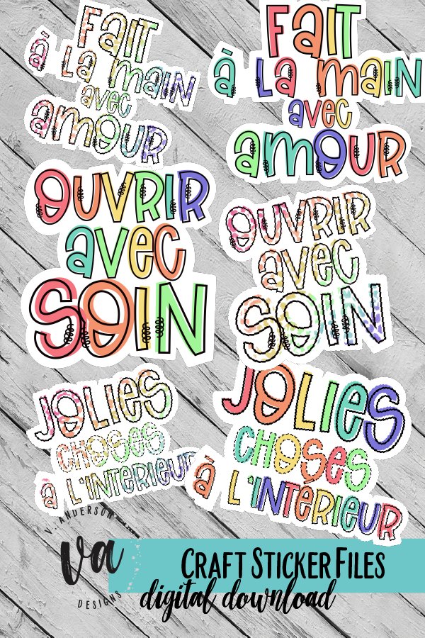 French Packaging Stickers Bundle 5 PNGs