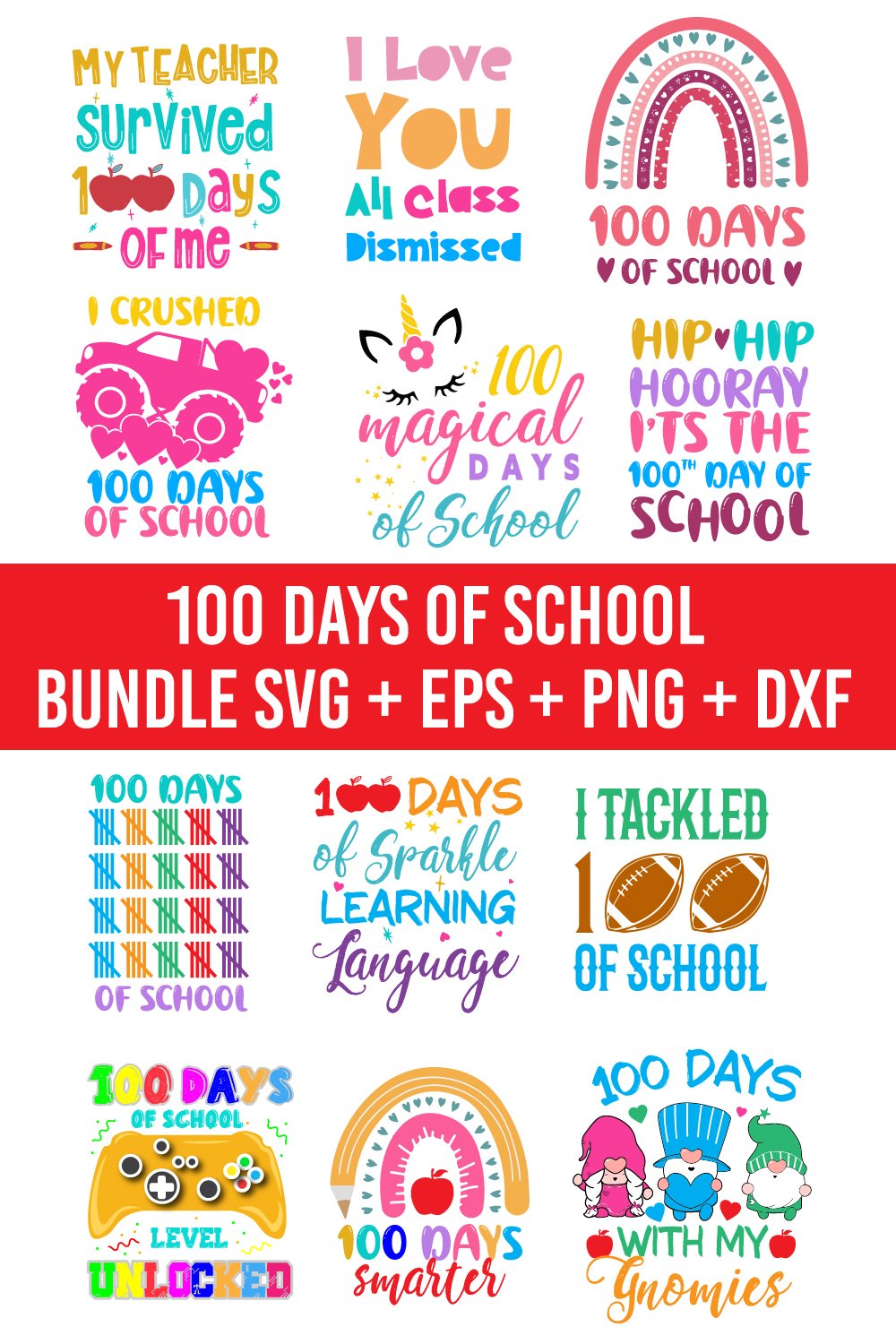 100 days of school SVG Bundle 14 creative design Cut File