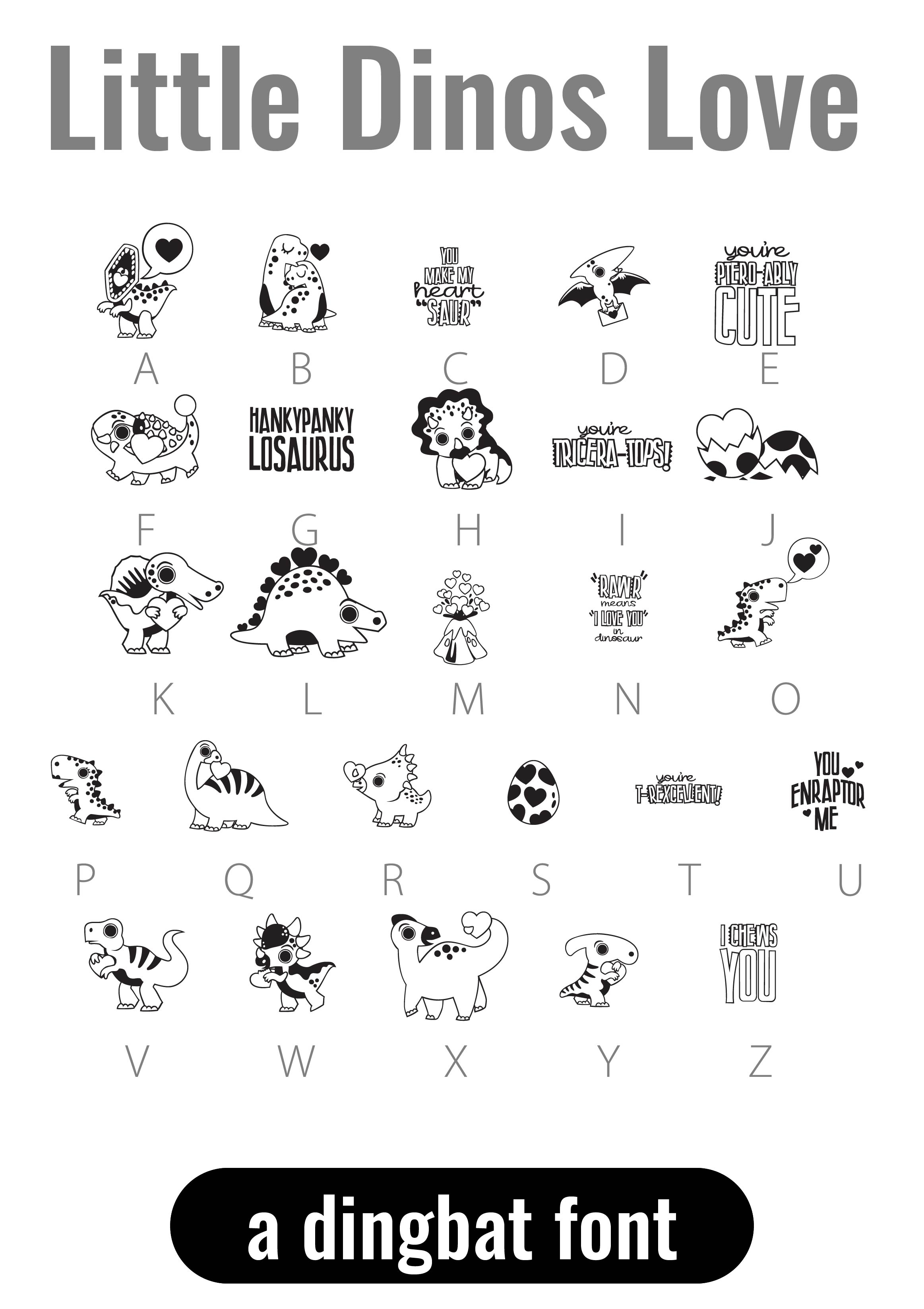 Two Valentine Dingbat Fonts with 52 creative images