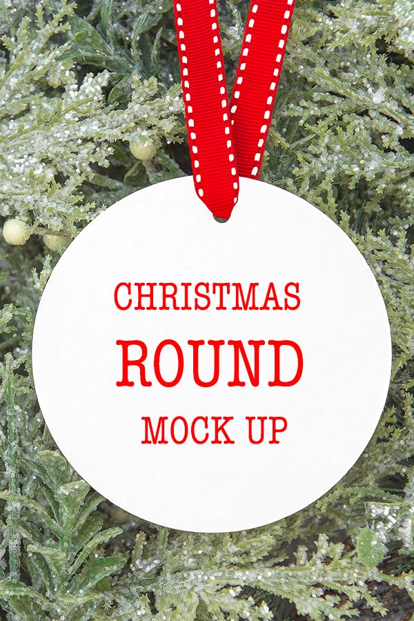 Blank Round Christmas Ornament Mockup Christmas tree