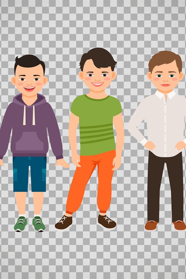 Cute little boys on transparent background