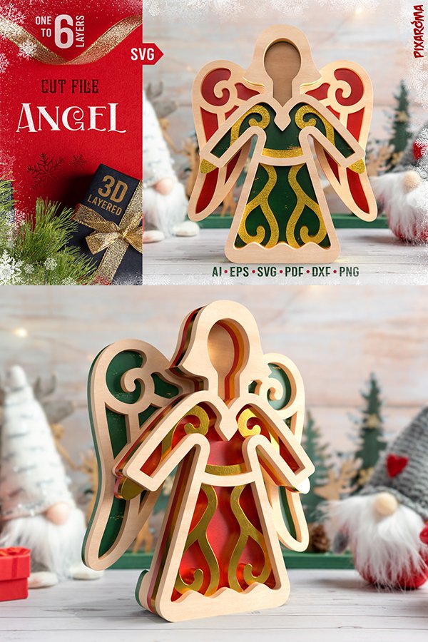 Angel 3D Layered | Christmas Angel Ornament Cut File