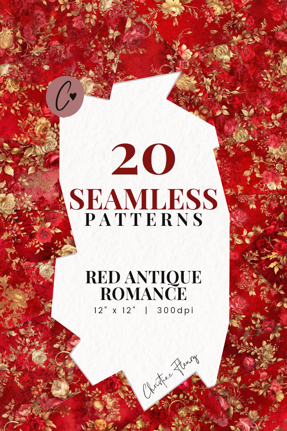 Seamless Red Antique Romance Digital Paper