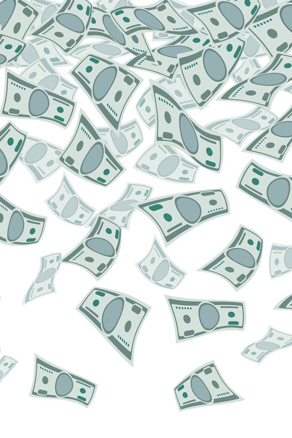 Falling dollar sign, money rain. Seamless pattern for financ