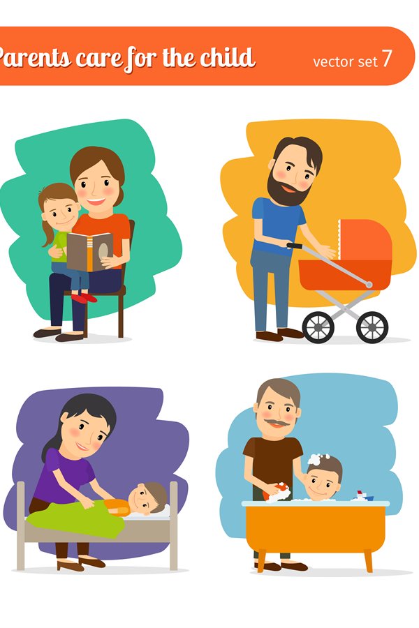 Parents care for the child