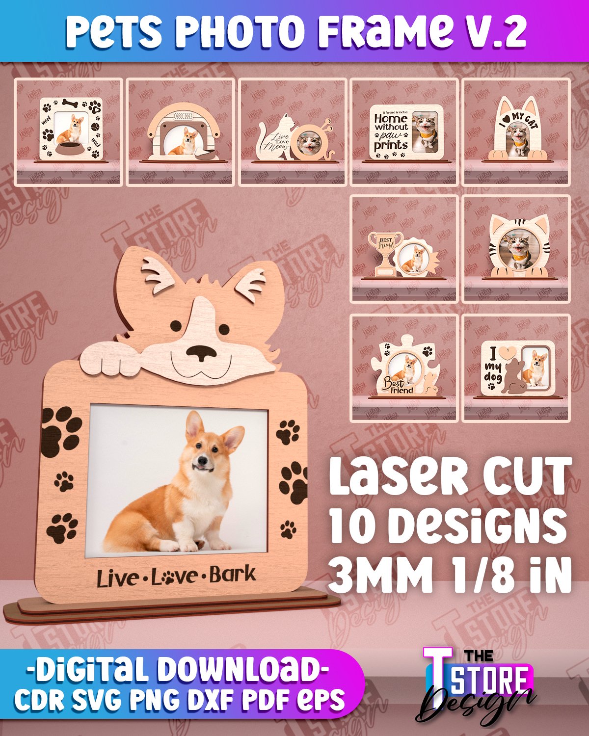 Pets Photo Frame Laser Cut SVG | Pets Photo Frame Bundle