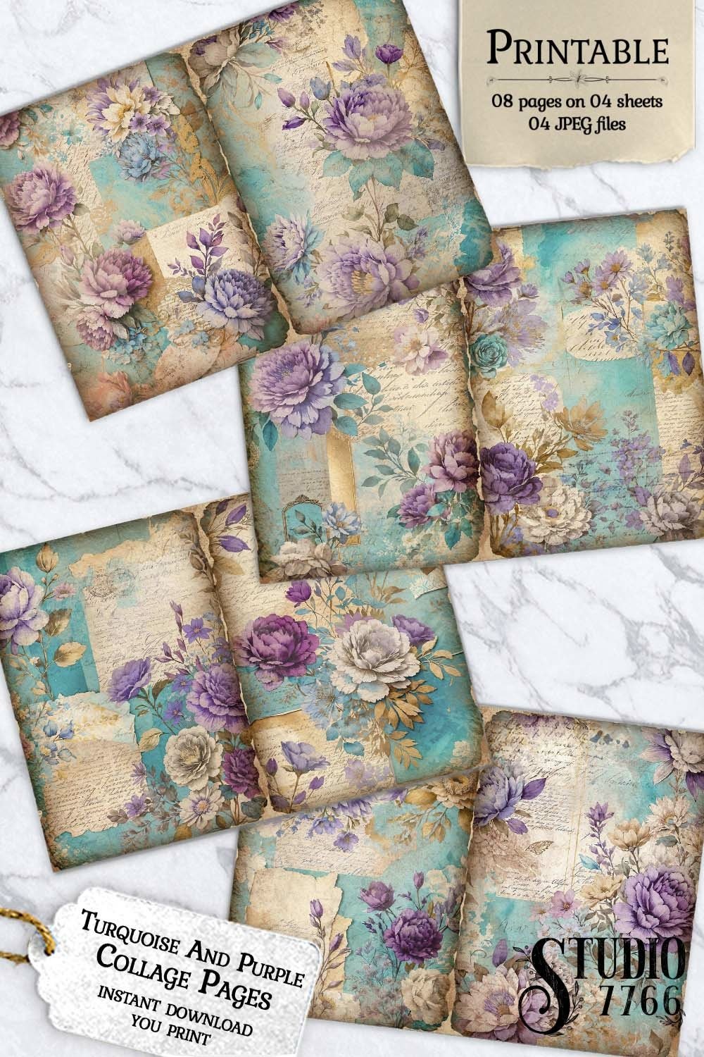 Turquoise And Purple Collage Journal