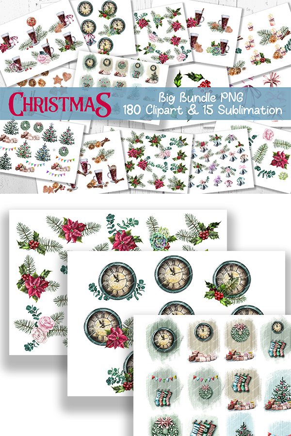 Christmas Big Bundle Clipart Sublimation PNG (1677763)