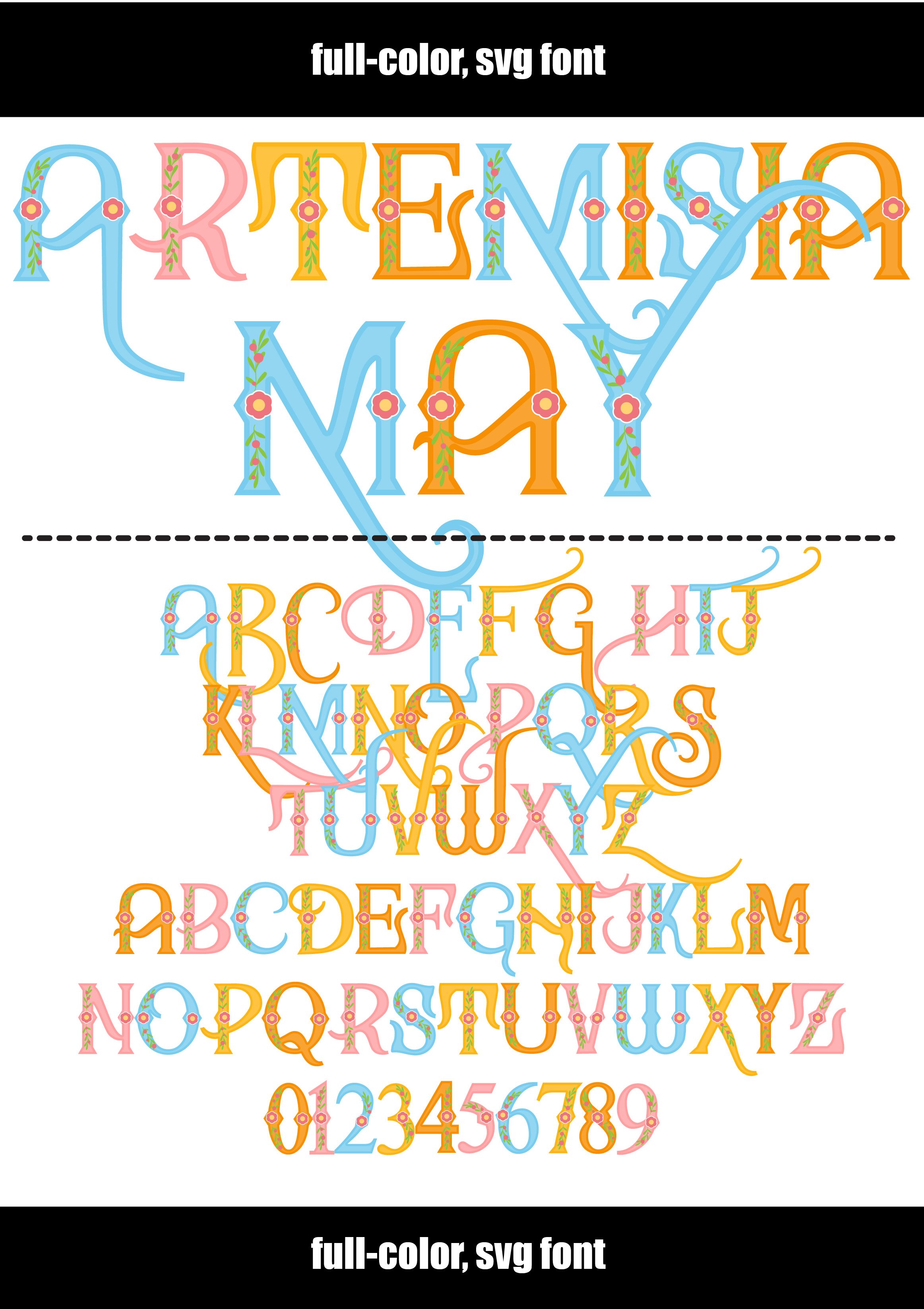 Full Color SVG Pastel floral font