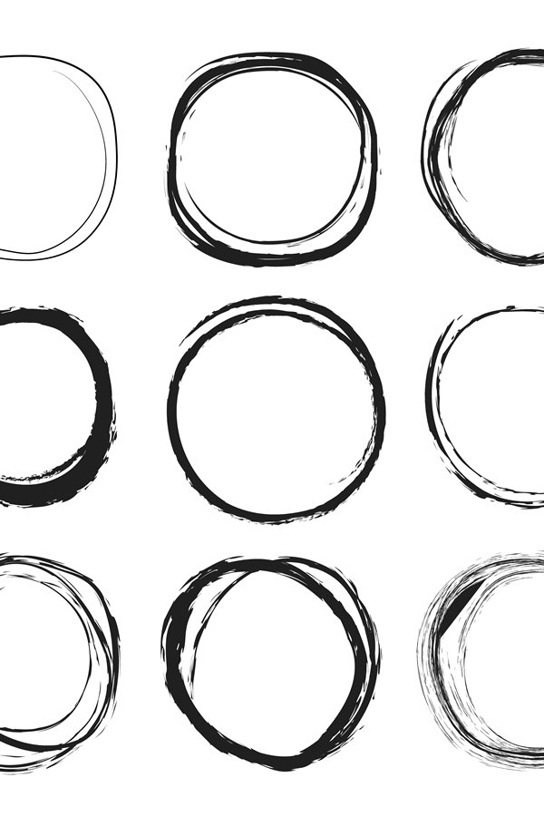 Scribble highlight circles isolate on white background