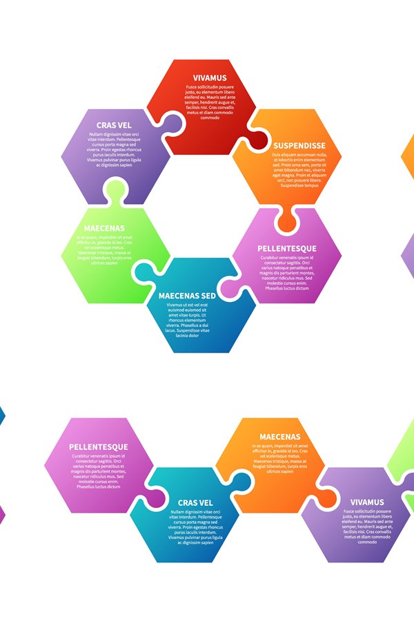 Puzzle infographic. Teamwork, collaboration metaphor. Isolat