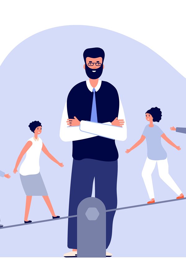 Teamwork competition. Worker comparison, people save balance