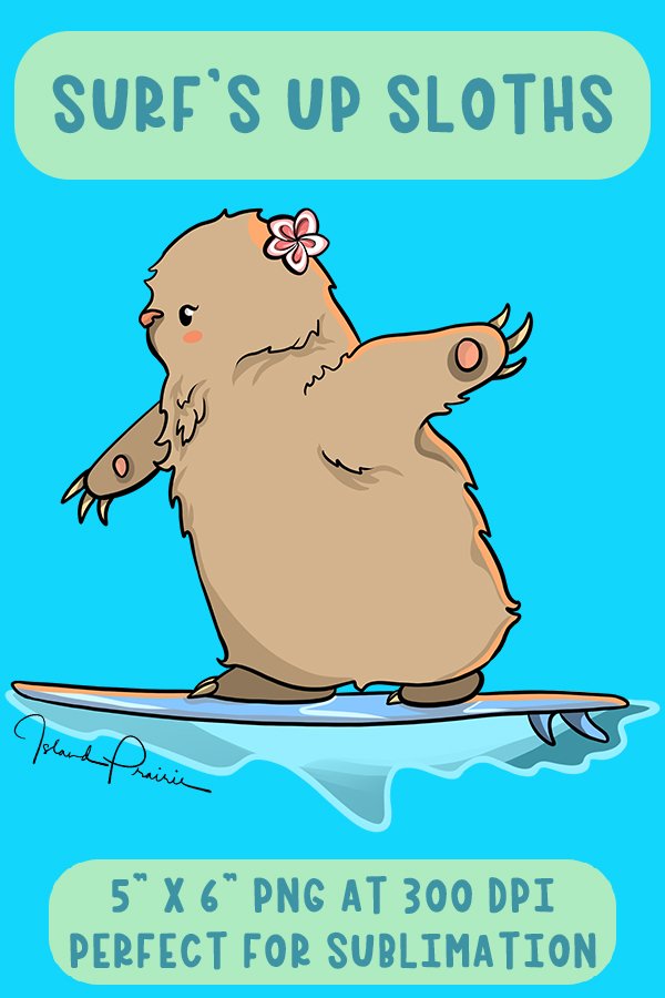 Surf's Up Sloths - Surfing Sublimation Set with Boy and Girl