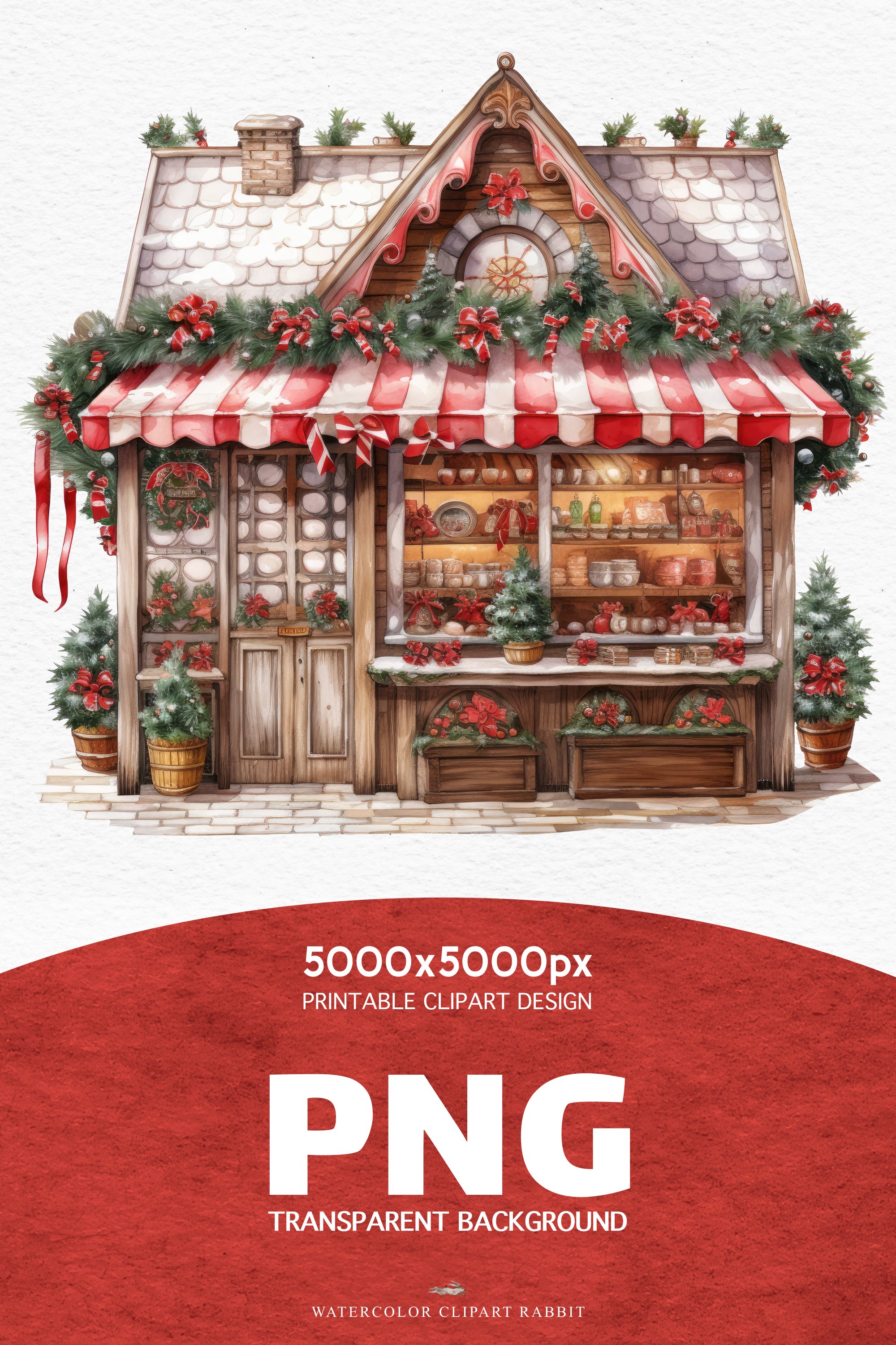 Christmas Vintage Candy Storefront House Winter Shop Clipart