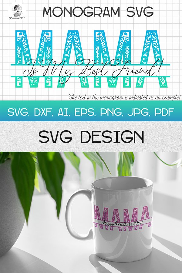 Mom Split Monogram SVG, Mama SVG, Mothers Day SVG