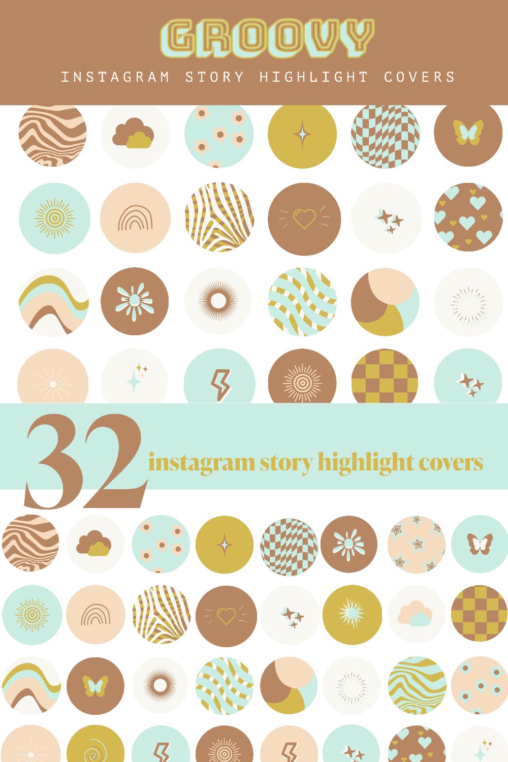 brown retro groovy instagram story highlight covers