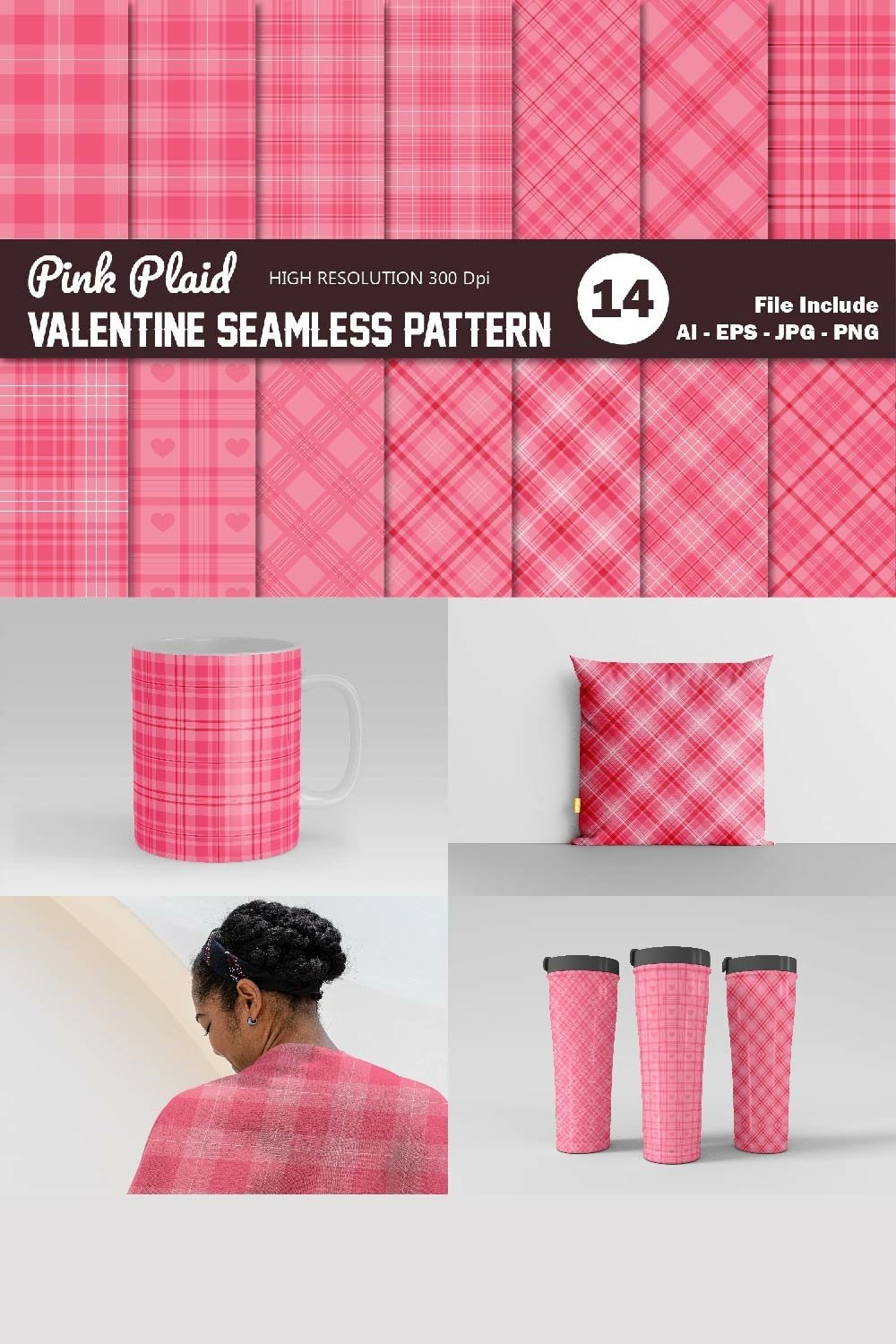 Pink Plaid Valentine Seamless Pattern
