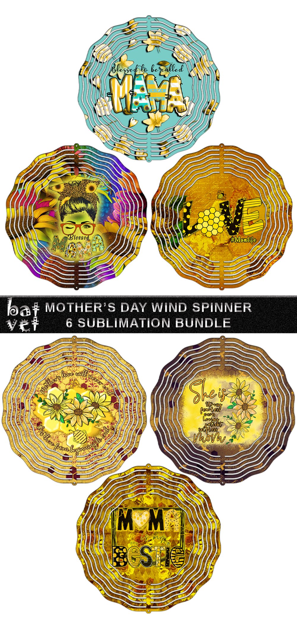 Mothers Day Wind Spinner Bundle | Mom Sublimation Spinner