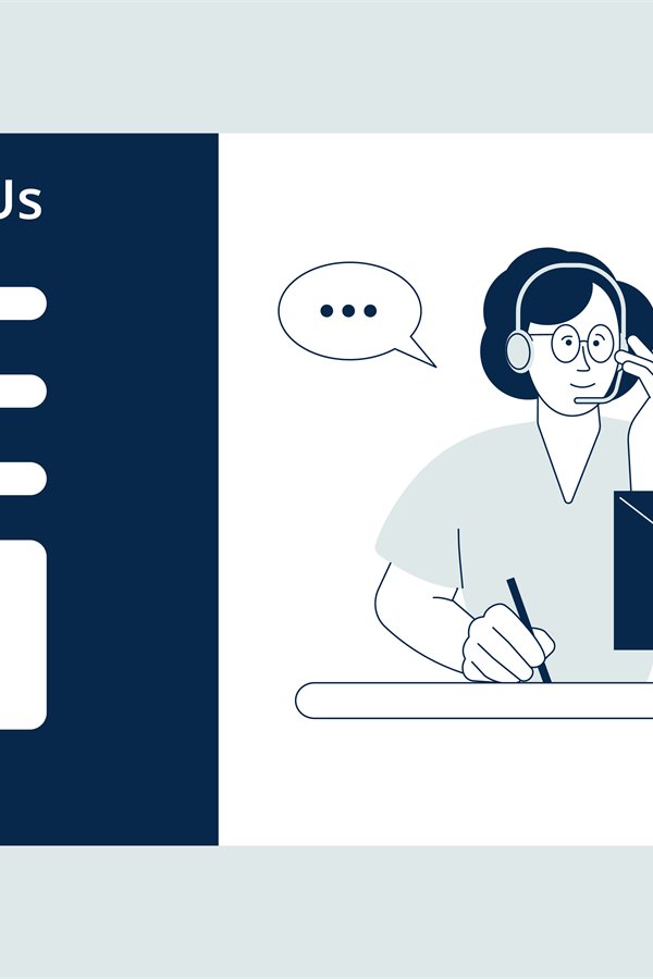 Contact us form. Customer service page, online support and f