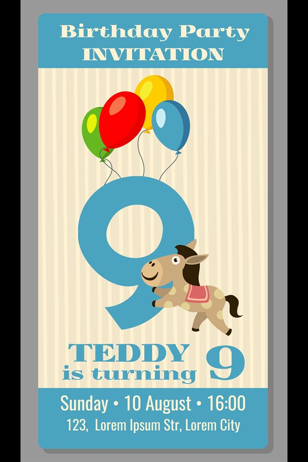 Kids birthday party cartoon animals invitation (794372)