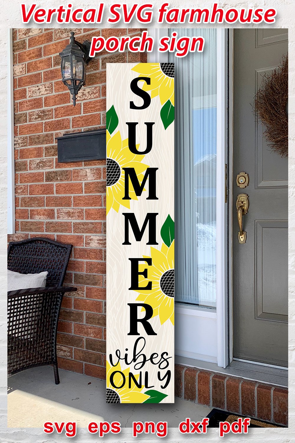 Summer vibes only svg| Vertical summer porch sign sunflowers