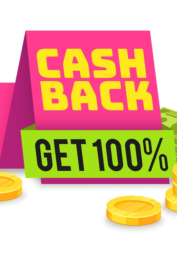 Sale cashback tag. Money saving sign with ribbon, vector sho