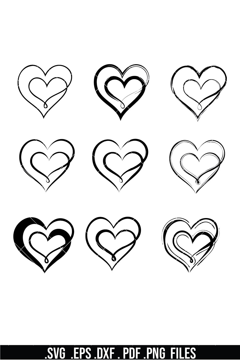 Two Hearts SVG Bundle, Valentines day SVG, Heart SVG, Love