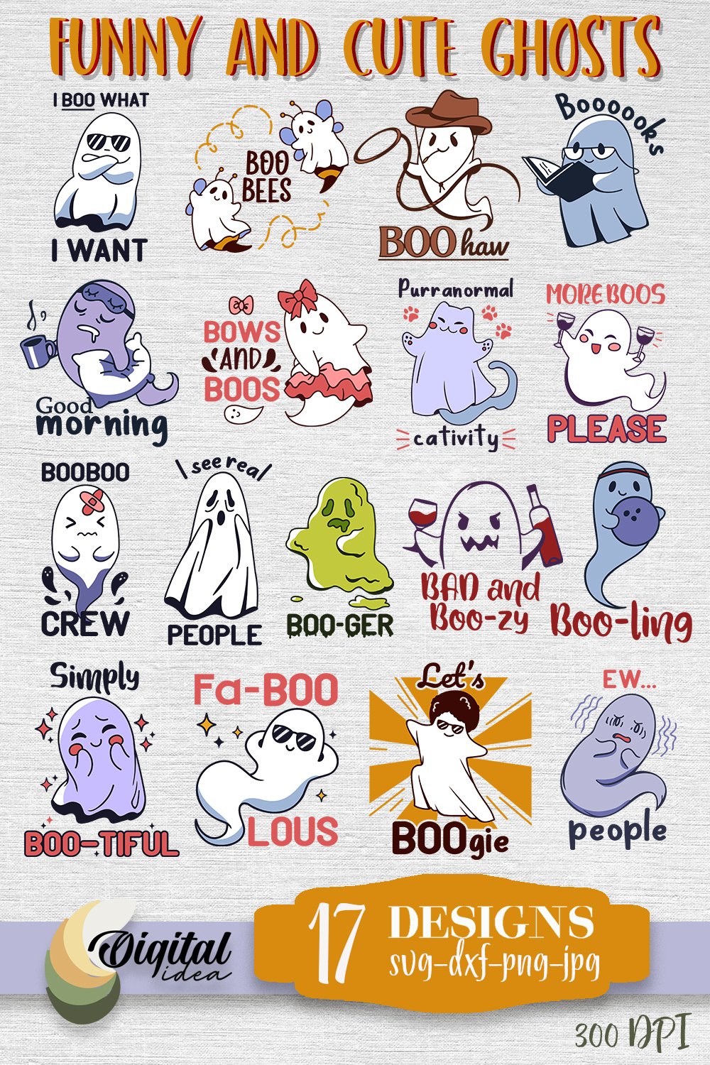 Cute Ghost Clipart svg. Ghots quotes svg. Boo svg bundle.