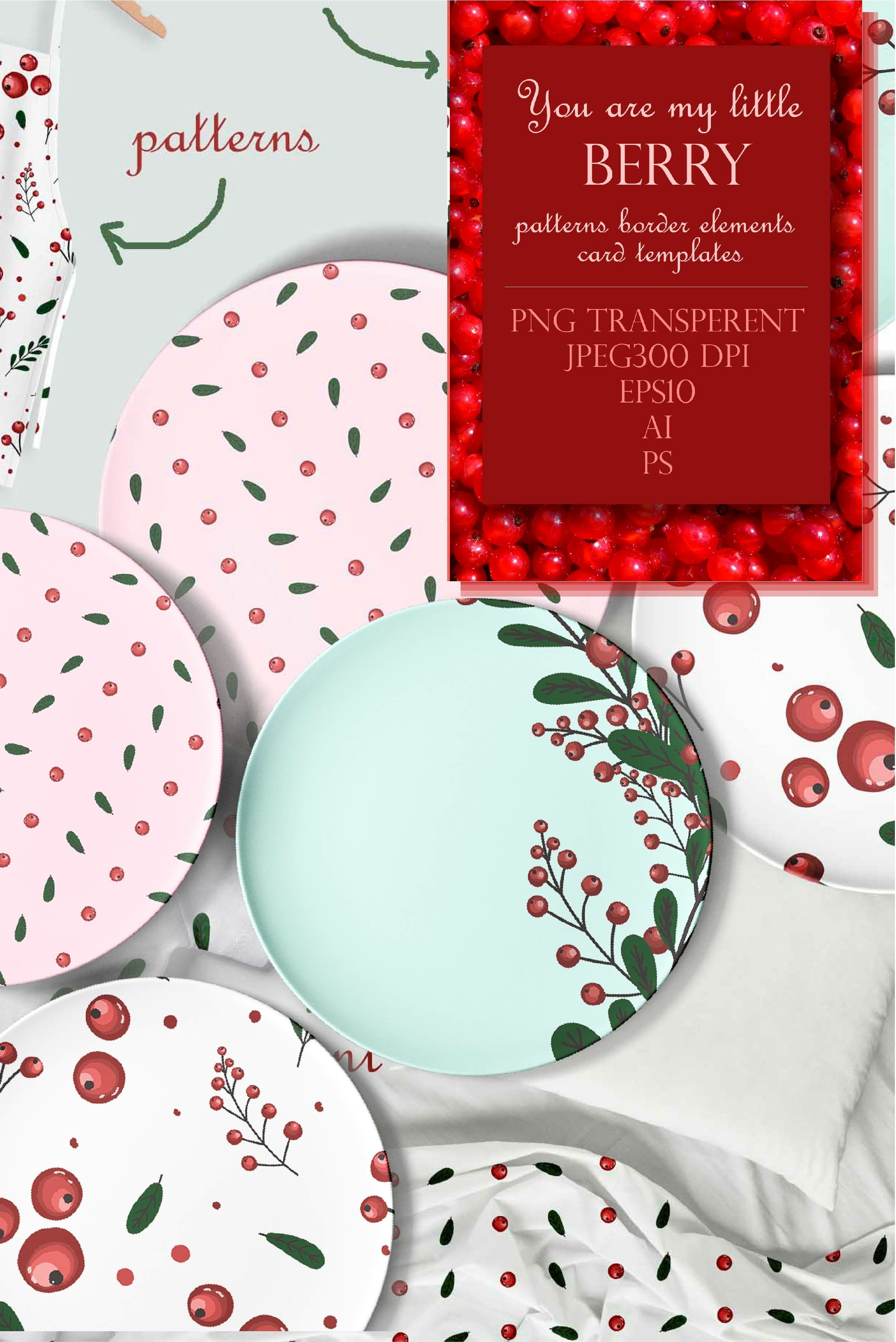 "You are my little berry" Patterns, card templates, elements