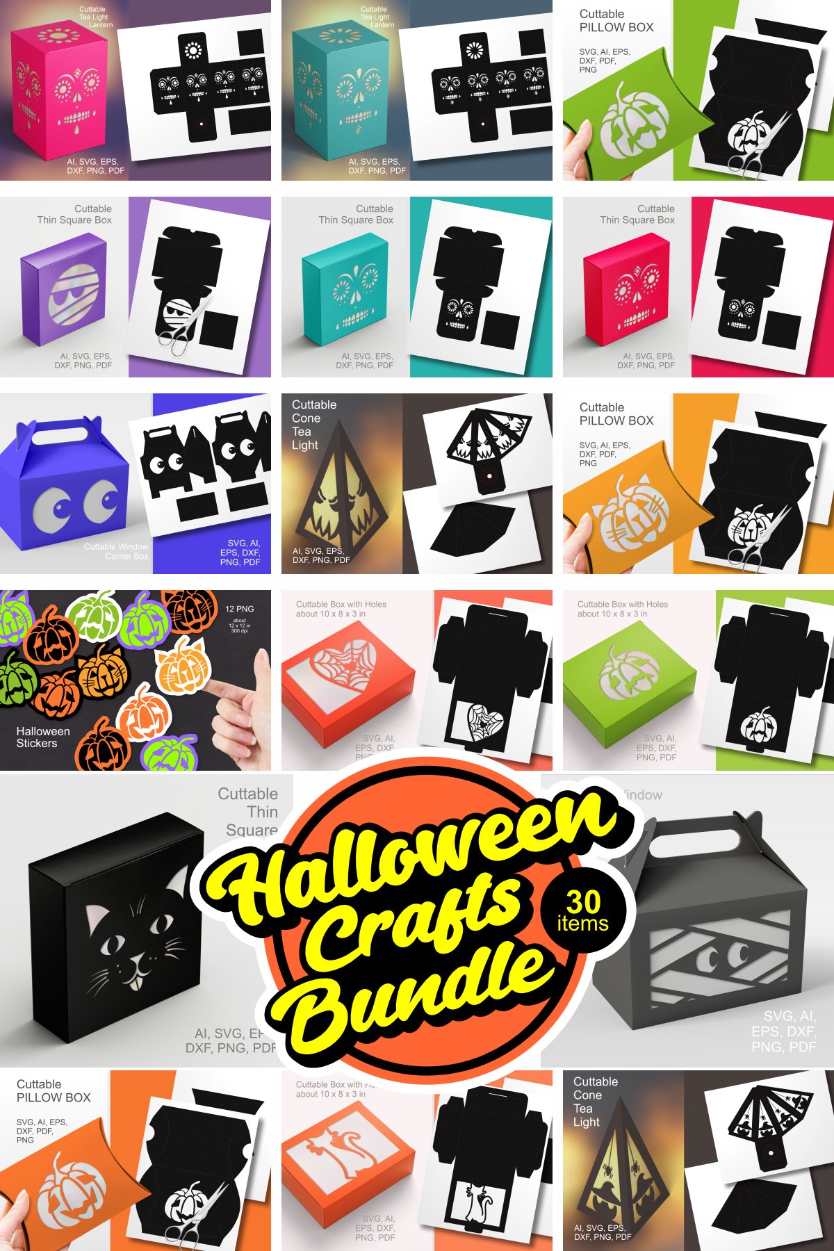 Halloween Crafts Bundle - Paper Cut Bundle of 30 Templates