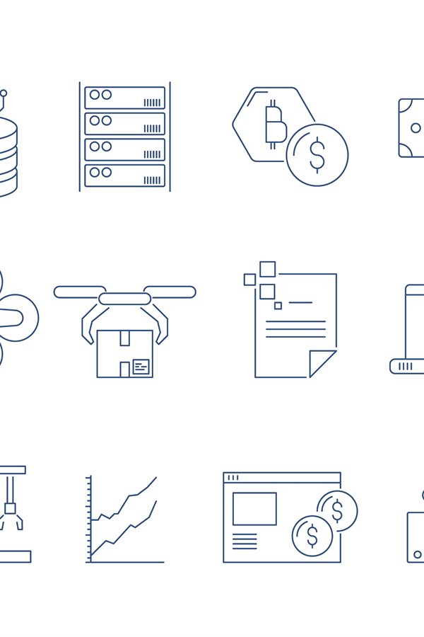 High tech technology icon. Modern business software headset