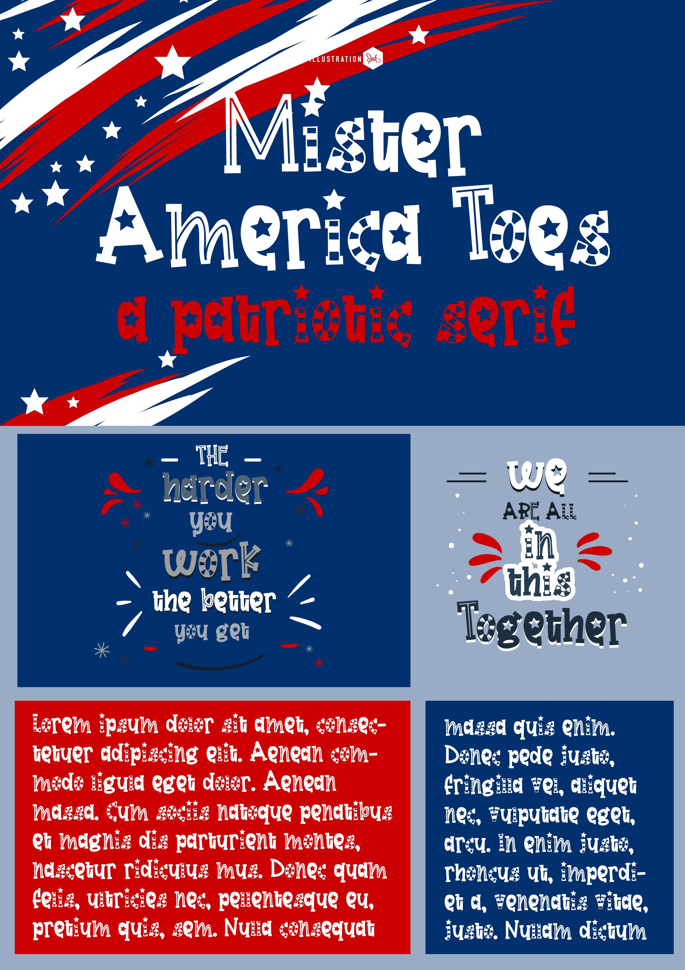 Hand-crafted, patriotic font
